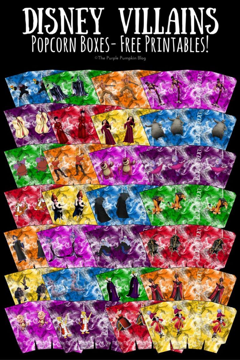 Disney Villains Popcorn Boxes - Free Printables