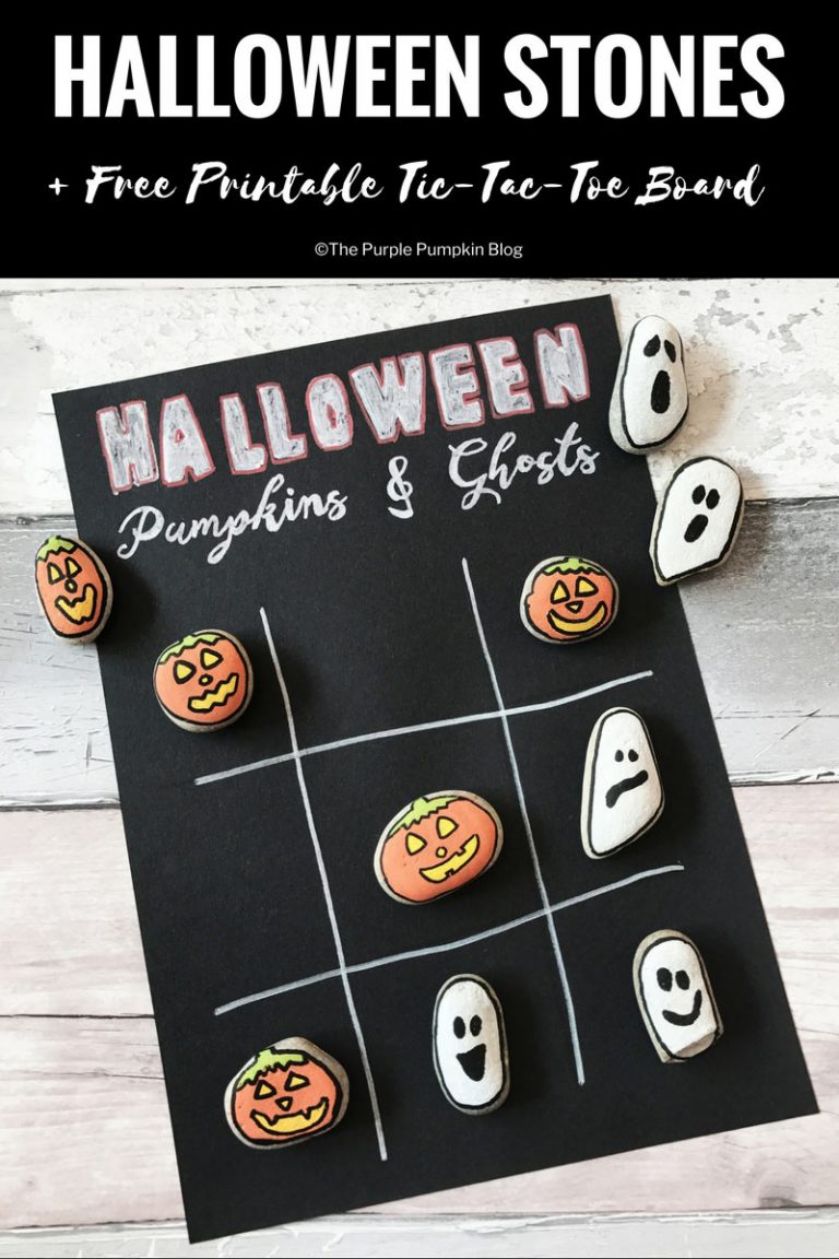 Painted Halloween Stones for Tic-Tac-Toe (Plus Free Printable)