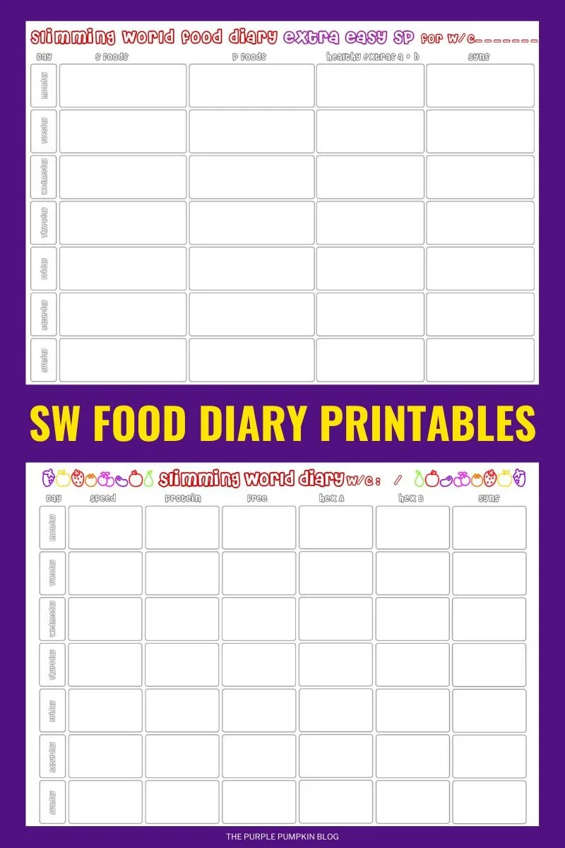 Slimming World Food Diary Printable & Meal Planner Printable