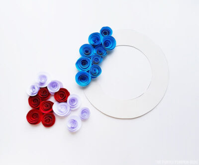Red, White & Blue Paper Flower Wreath - 4th of Juy Craft!