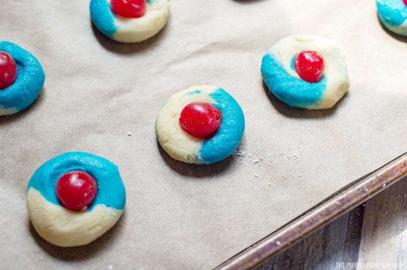 Delicious Red, White & Blue Cherry Almond Cookies for 4th of July!