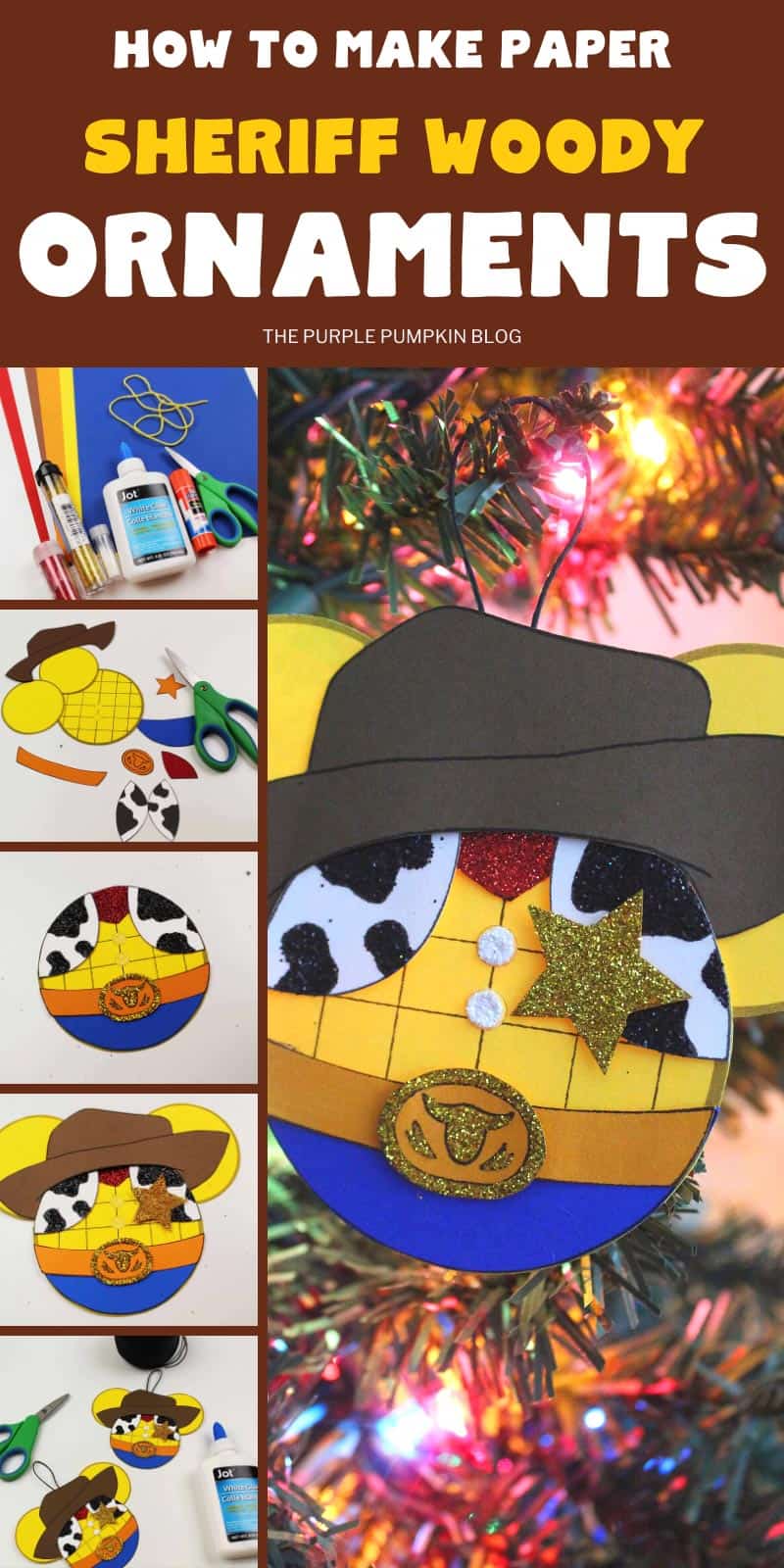 Sheriff Woody Christmas Ornament Craft DIY Disney Paper Ornaments