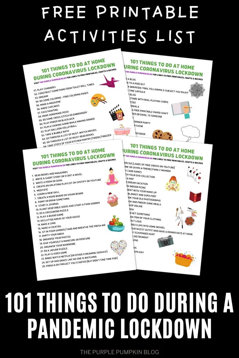 101 Things to Do at Home During Lockdown (Free Printable List)
