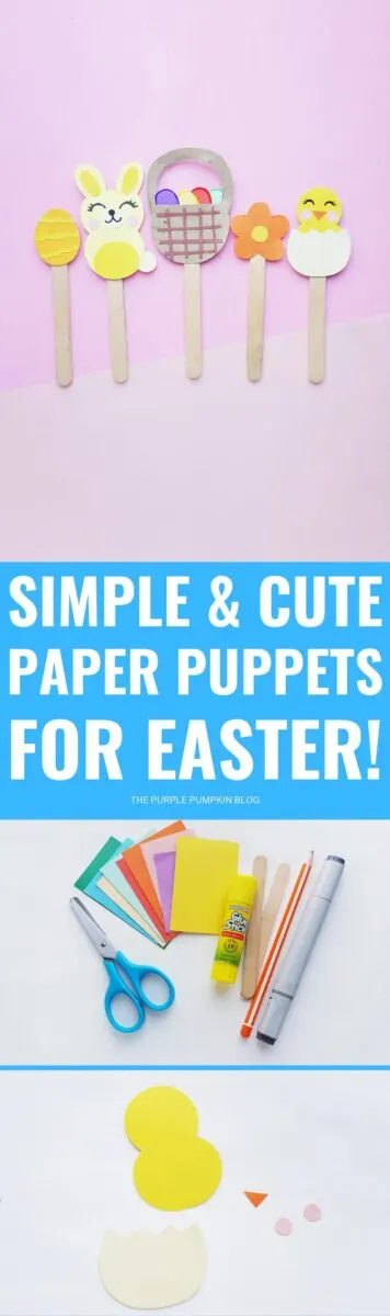 Make Simple & Cute Paper Easter Puppets on Popsicle Sticks!