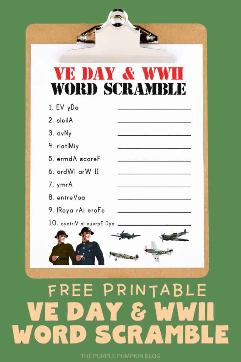 Free Printable World War II Word Scramble Puzzles for VE Day