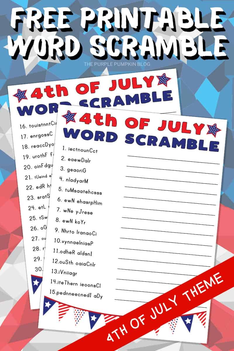 Free Printable 4th of July Word Scramble (Easy, Medium & Hard!)