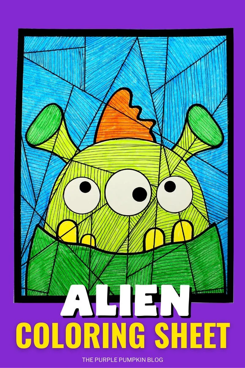 Free Printable Alien Coloring Sheet & Line Activity for Halloween!