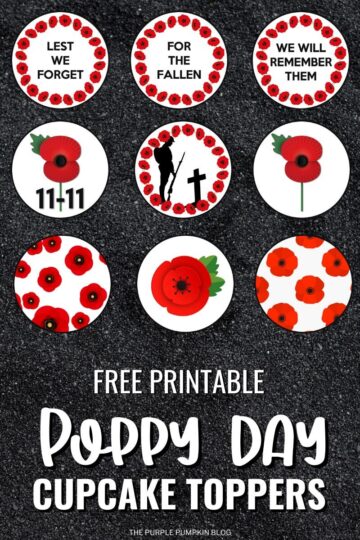 Free Printable Poppy Day Cupcake Toppers for Remembrance Day