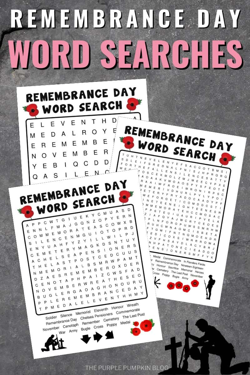 Free Printable Remembrance Day Word Searches (Poppy Day)