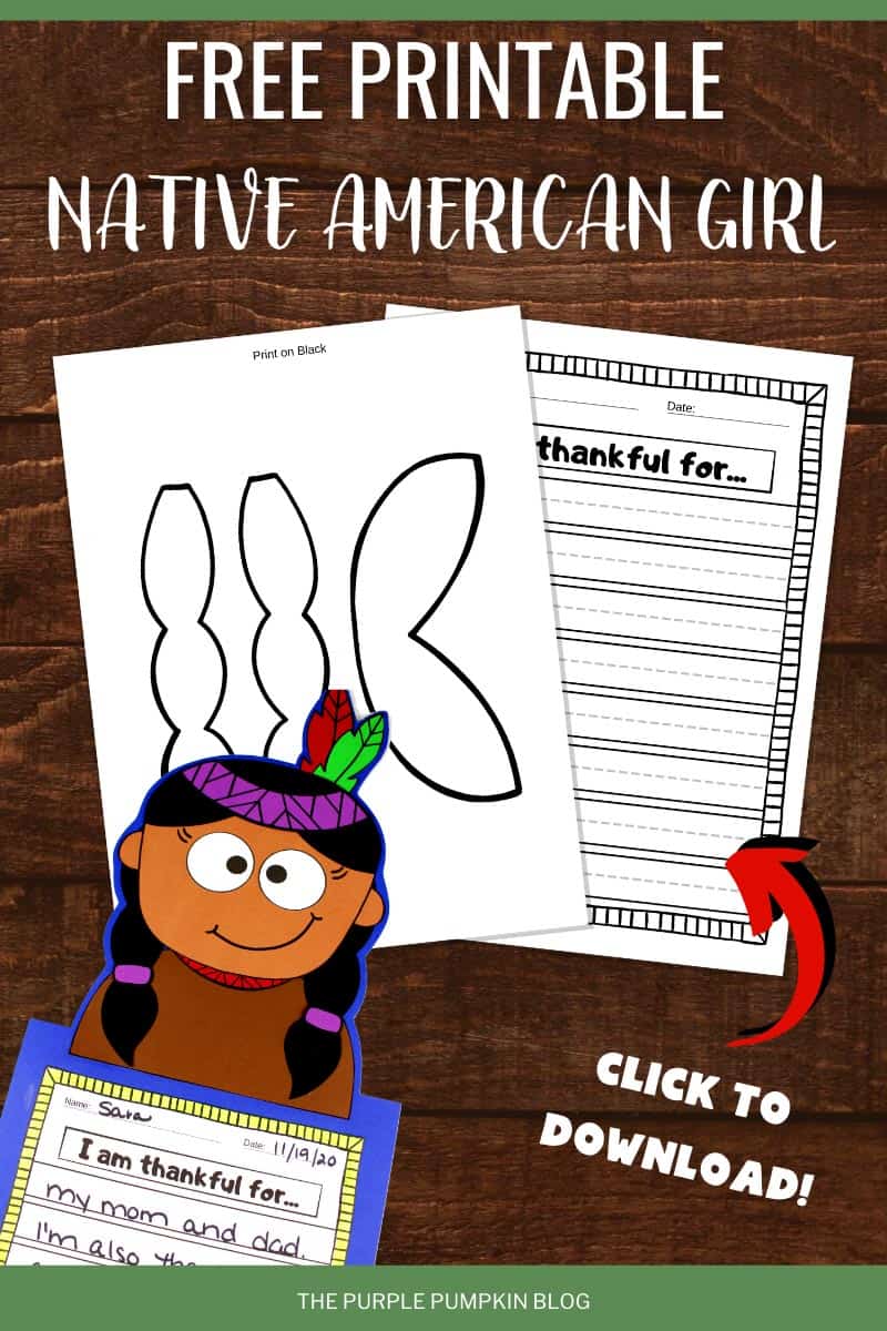 Thanksgiving Native American Girl Craftivity & Writing Project