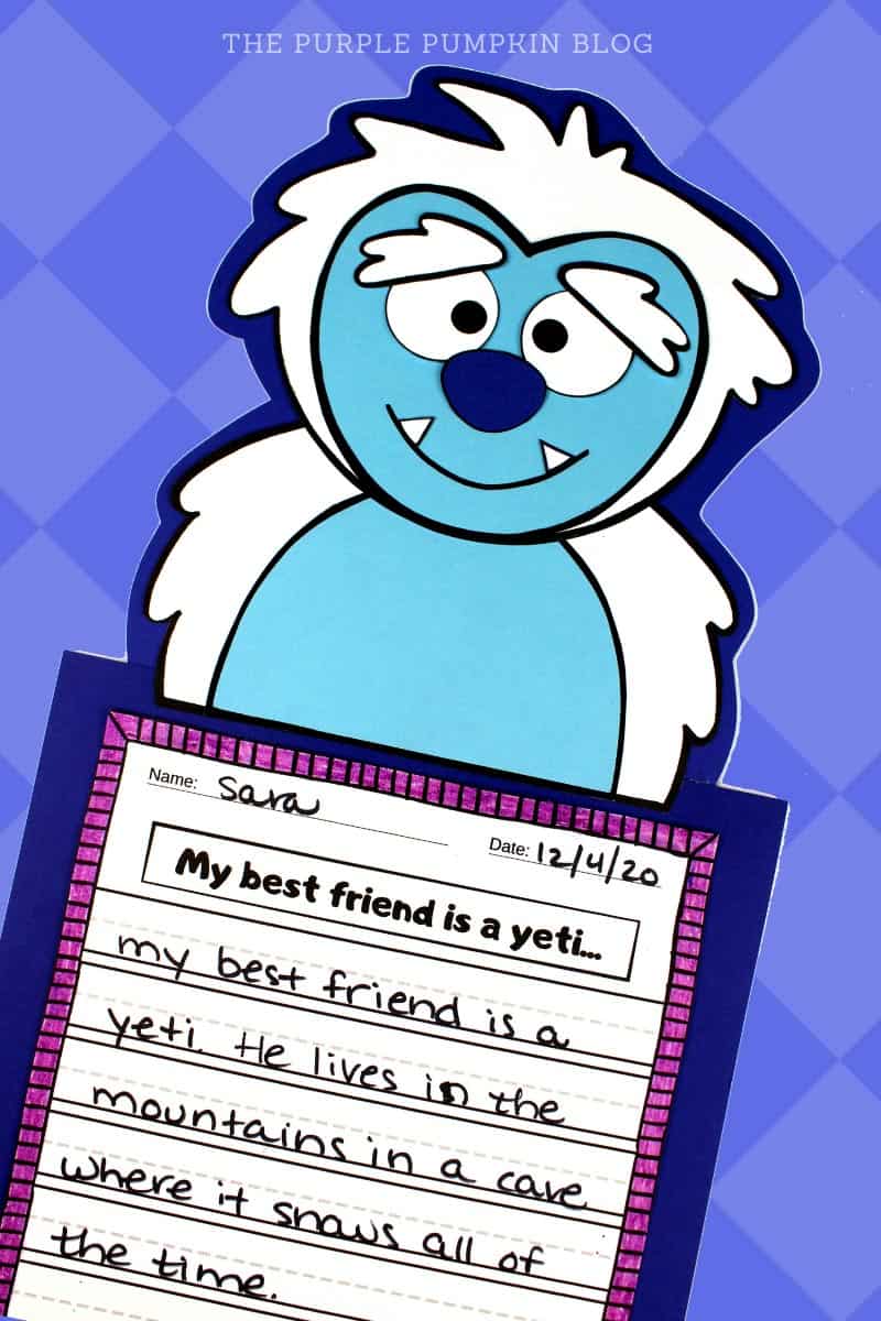 Free Printable Abominable Snowman Yeti Craftivity & Creative Writing