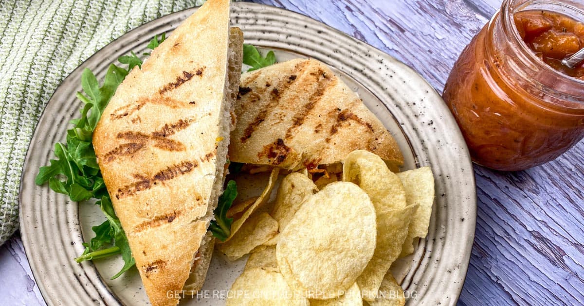 Grilled Chicken Brie Panini with Savory Peach Compote