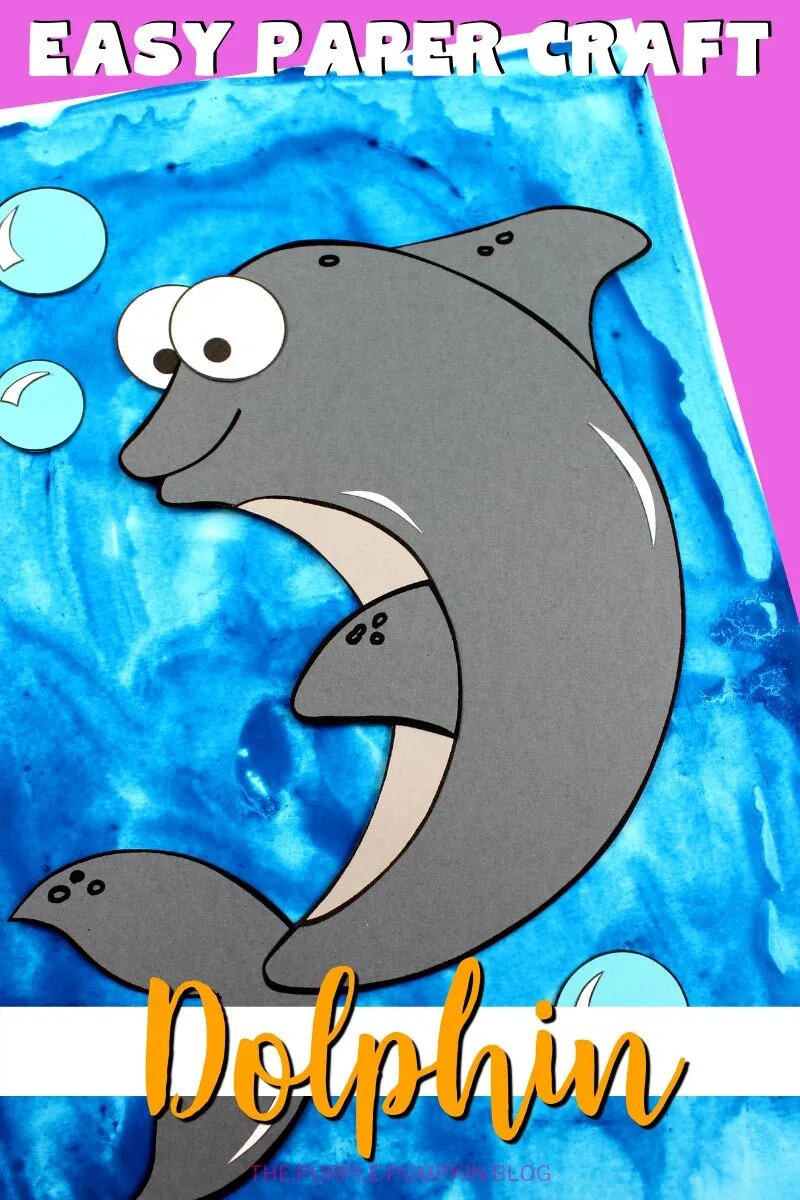 Cute Paper Dolphin Craft with Free Printable Template!