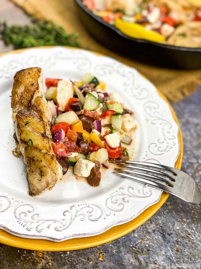 Mediterranean Grouper with Tomato-Cucumber Salad