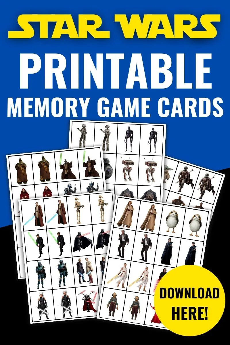 Free Printable Star Wars Memory Game Cards for May the 4th!