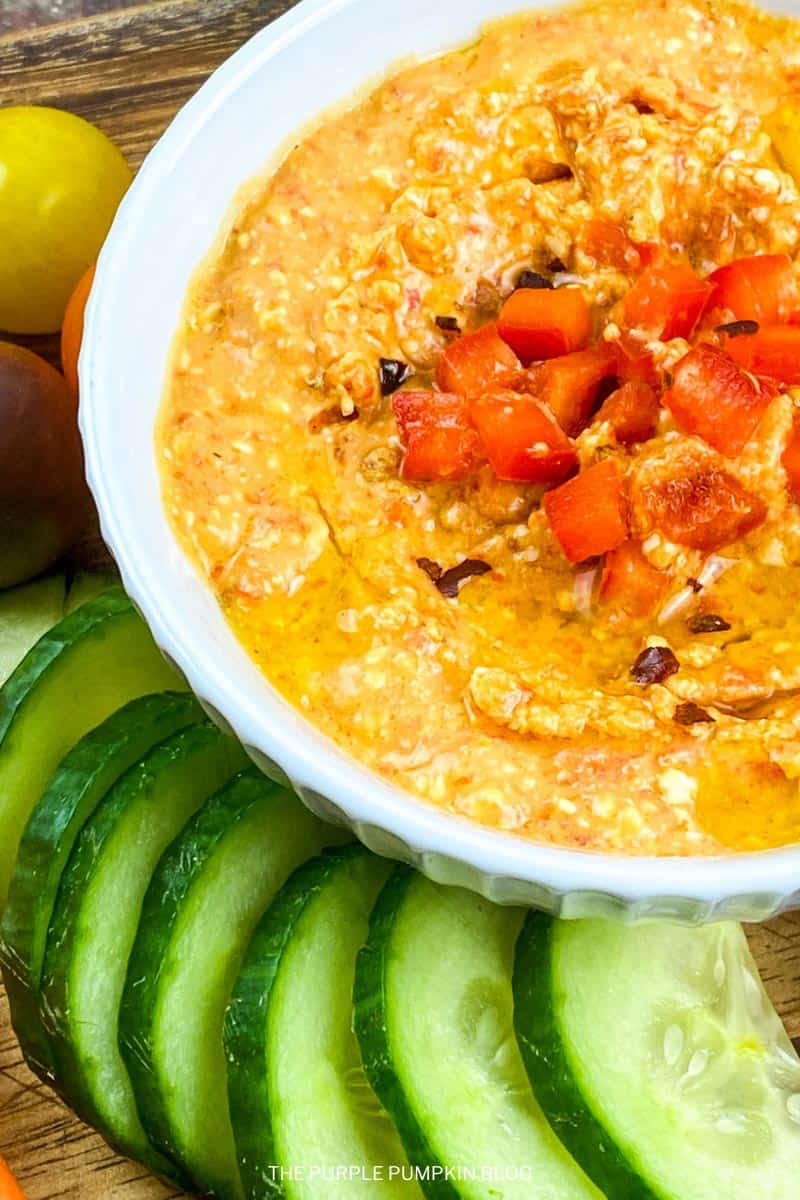 Easy To Make Spicy Roasted Red Pepper and Feta Dip (Htipiti)