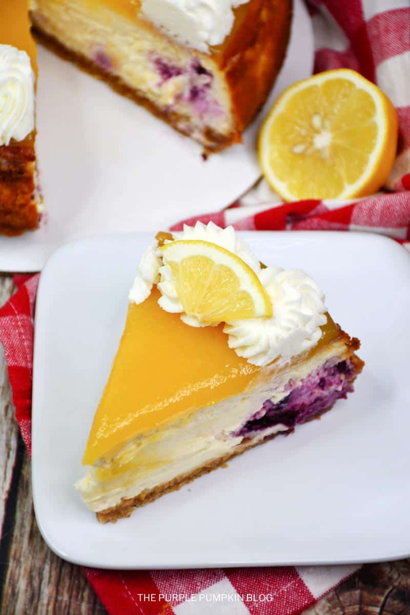 Lemon Blueberry Cheesecake Topped with Lemon Curd