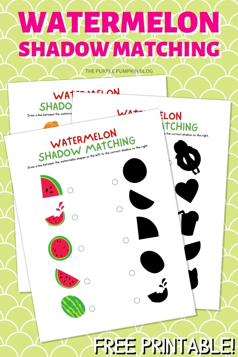 Free Printable Watermelon Shadow Matching Activity!