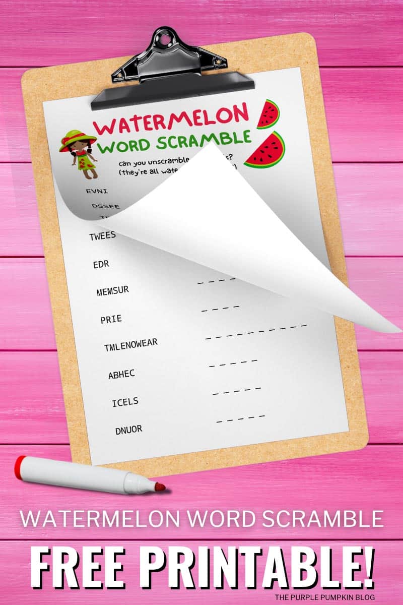 Free Watermelon Word Scramble Printable for Summer!
