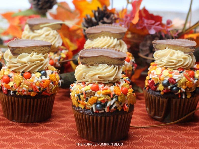 Fall Harvest Cupcakes with Peanut Butter Frosting