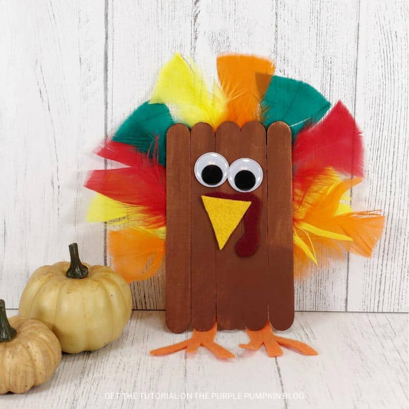 Craft Stick Turkey Craft for Kids! Fun Thanksgiving Activity!