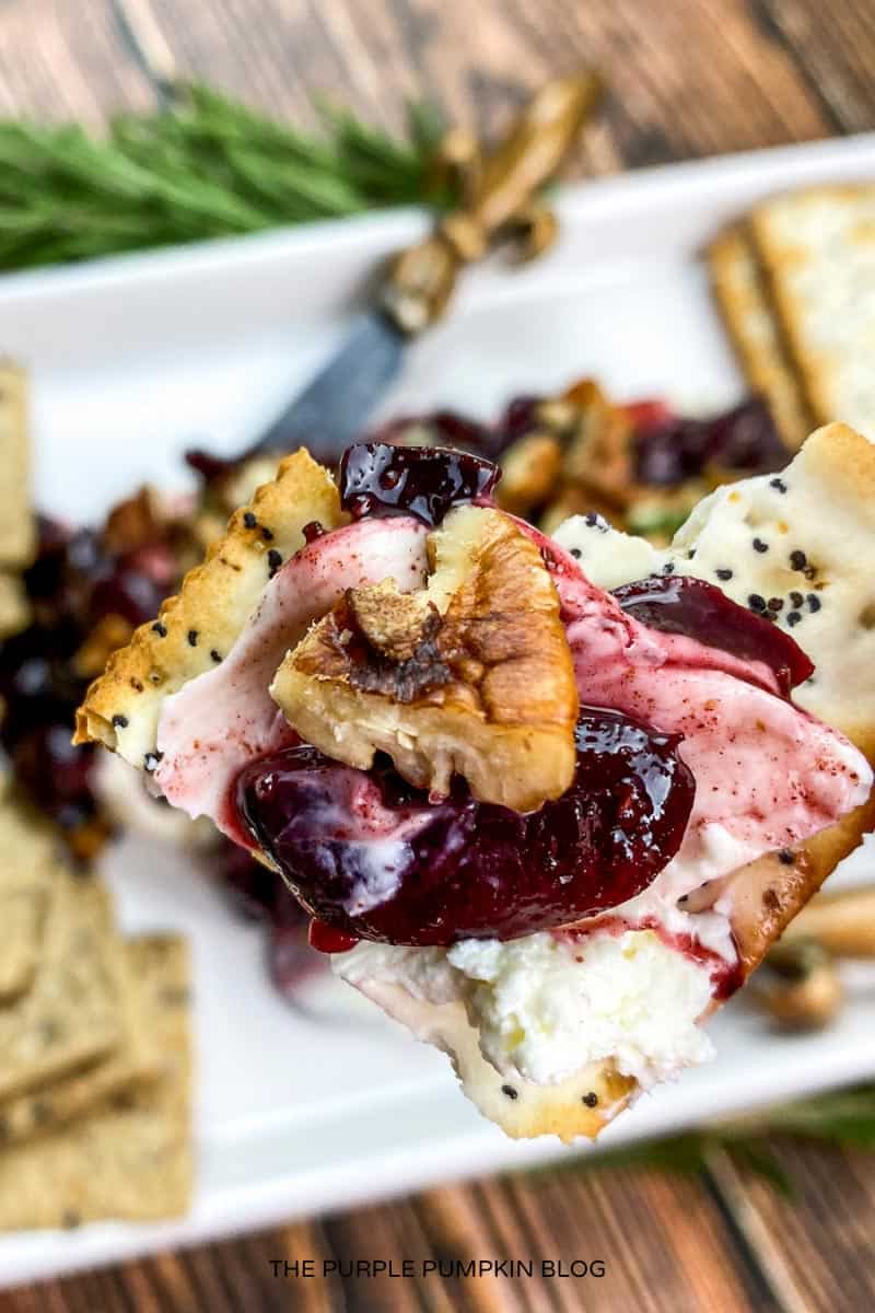 Savory Cream Cheese Spread with Warm Cherry Sauce For The Holidays
