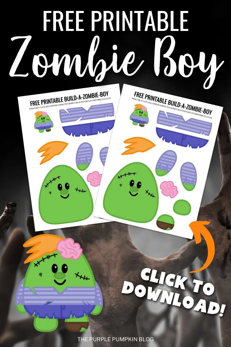 Build a Zombie Boy! Free Printable Halloween Paper Craft