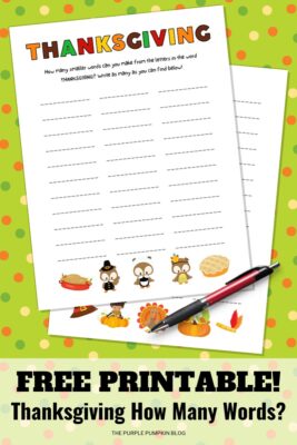 Free Printable Thanksgiving How Many Words Puzzle