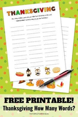 Free Printable Thanksgiving How Many Words Puzzle