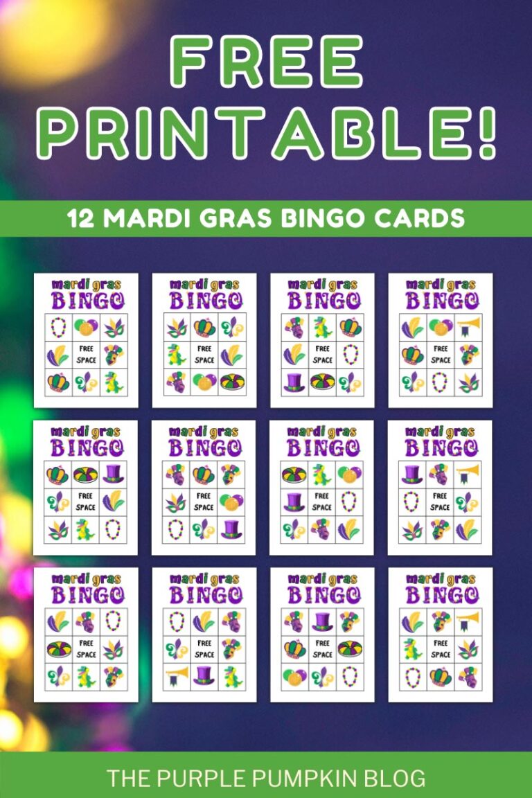 Free Printable Mardi Gras Bingo Cards for Bingo Game Night!