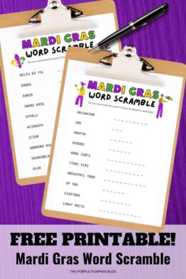 Free Printable Mardi Gras Word Scramble Puzzles to Solve!
