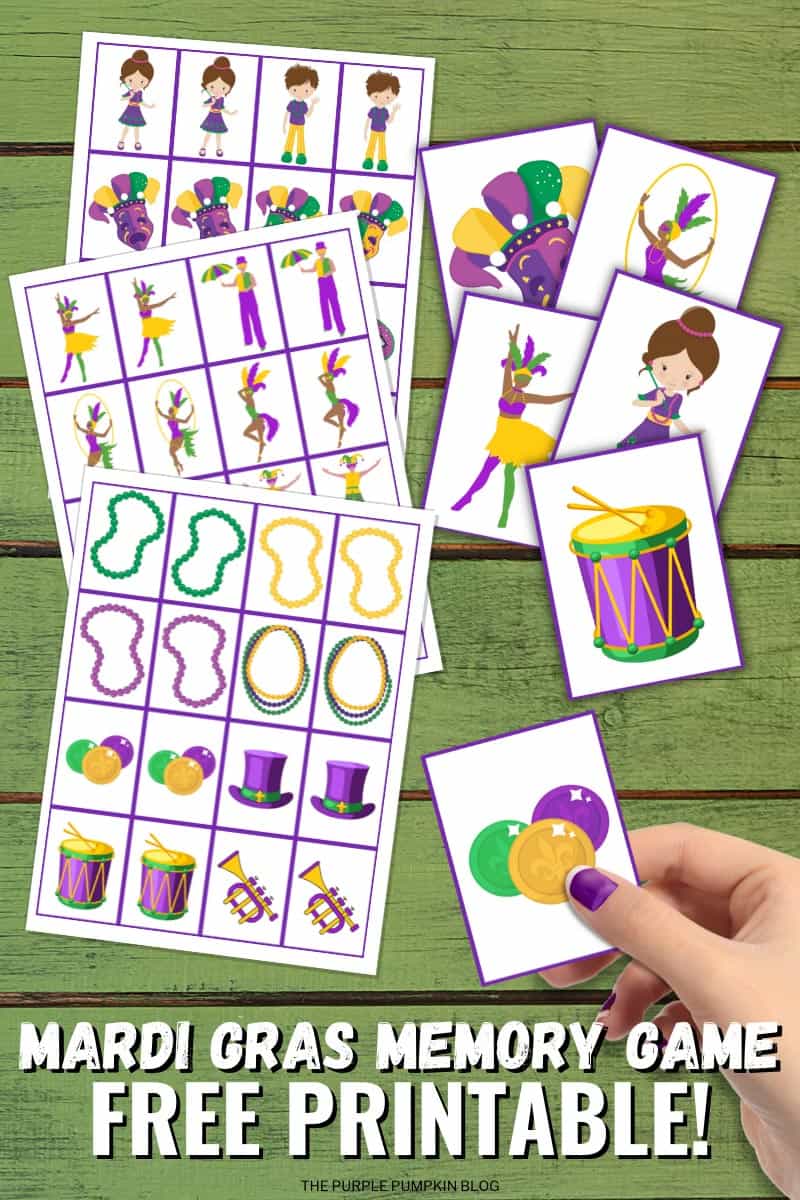 Free Printable Mardi Gras Memory Card Game (Matching Pairs)