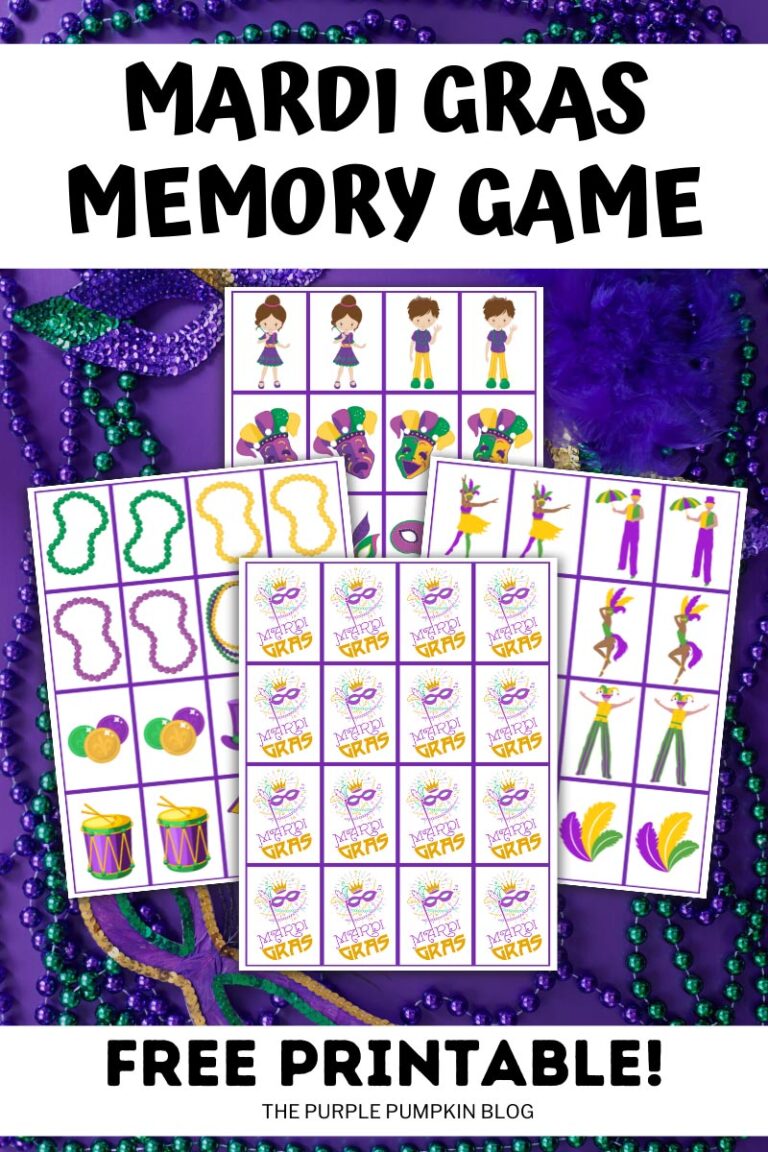 Free Printable Mardi Gras Memory Card Game (Matching Pairs)