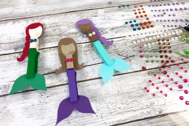 Sweet Mermaid Clothespin Craft (Clothespin Dolls) with Free Template
