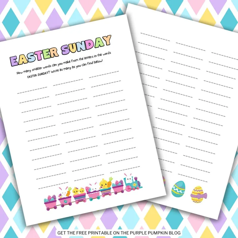 Free Printable Easter Sunday Word Finding Game (How Many Words?)