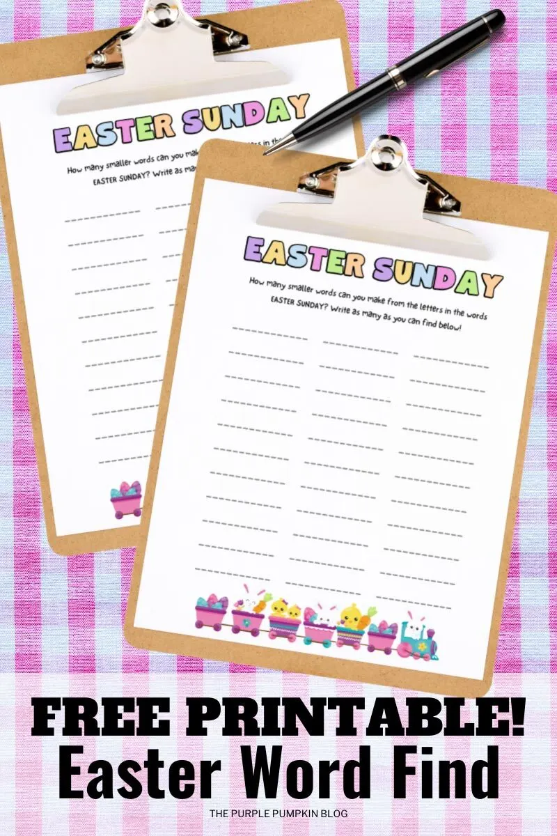Free Printable Easter Sunday Word Finding Game (How Many Words?)