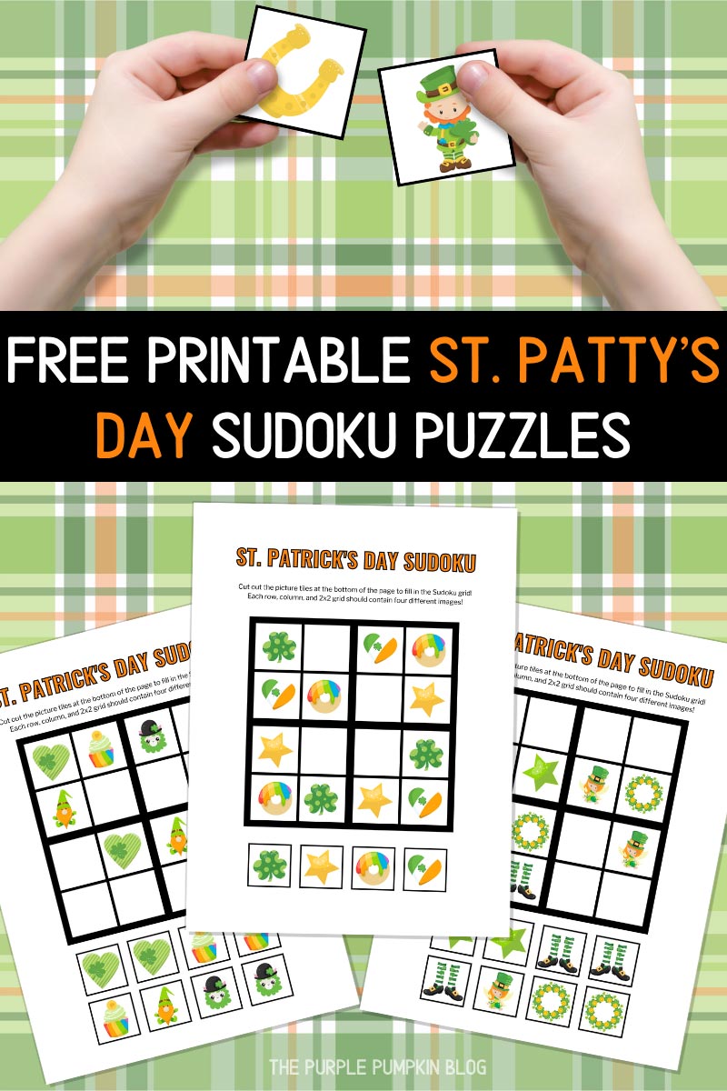 Free Printable St. Patrick's Day Picture Sudoku Puzzles for Kids