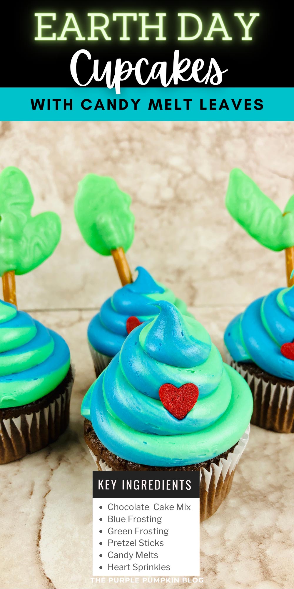 Easy To Make Earth Day Cupcakes with Pretzel & Candy Melt Plants