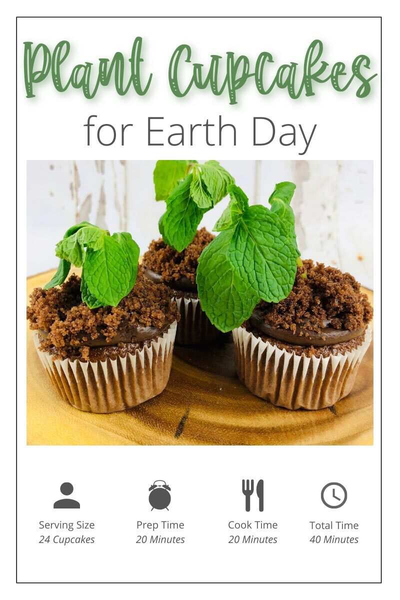 Plant Cupcakes for Earth Day with Crumbled Chocolate Cake “Soil”!