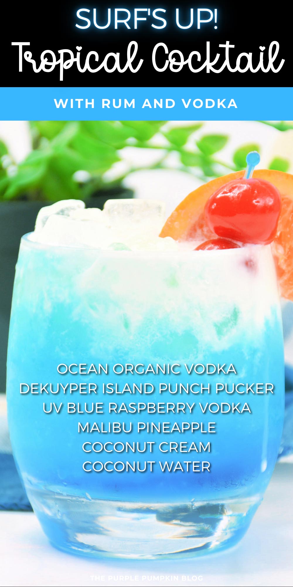 Surf's Up! Tropical Vodka Cocktail With Coconut Cream On Top!