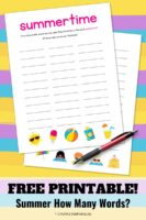 Free Printable Summertime Word Finding Game (How Many Words?)
