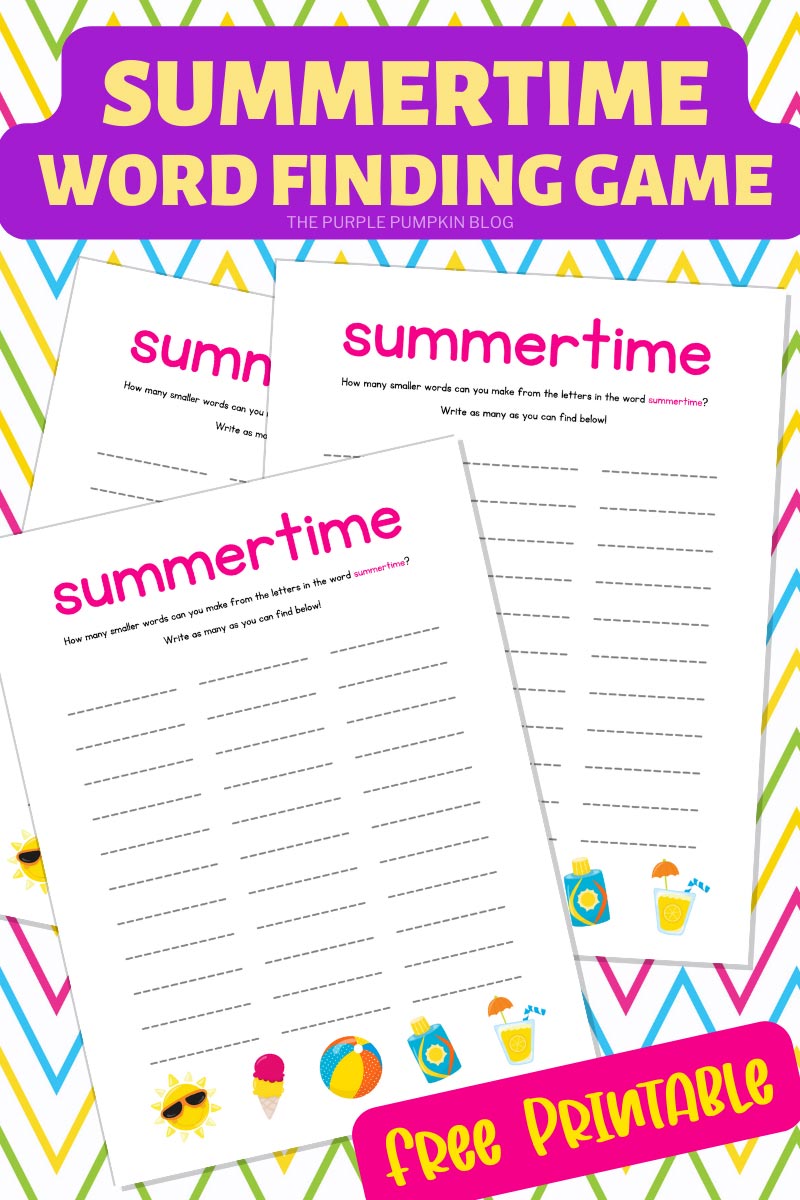 Free Printable Summertime Word Finding Game How Many Words Free Printable Summertime Word Finding Game How Many Words