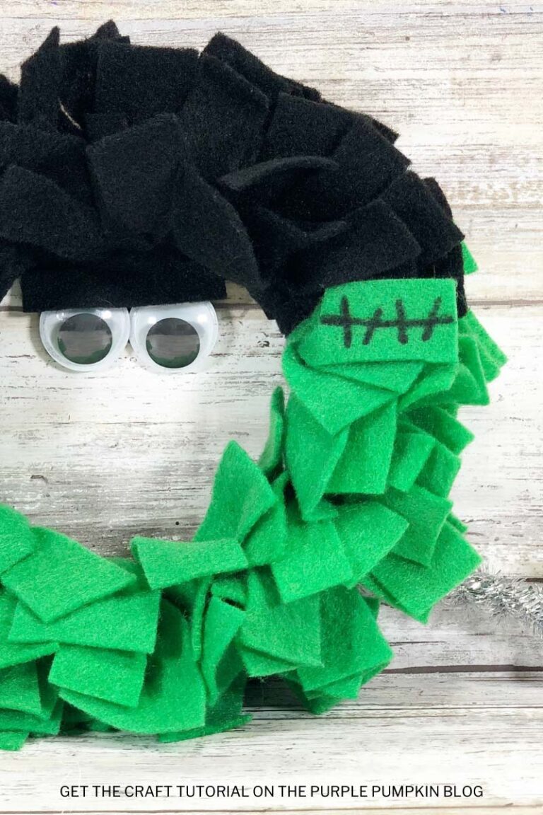 Fun Frankenstein Felt Scrap Wreath Craft for Halloween