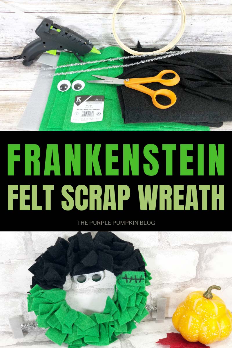 Fun Frankenstein Felt Scrap Wreath Craft for Halloween