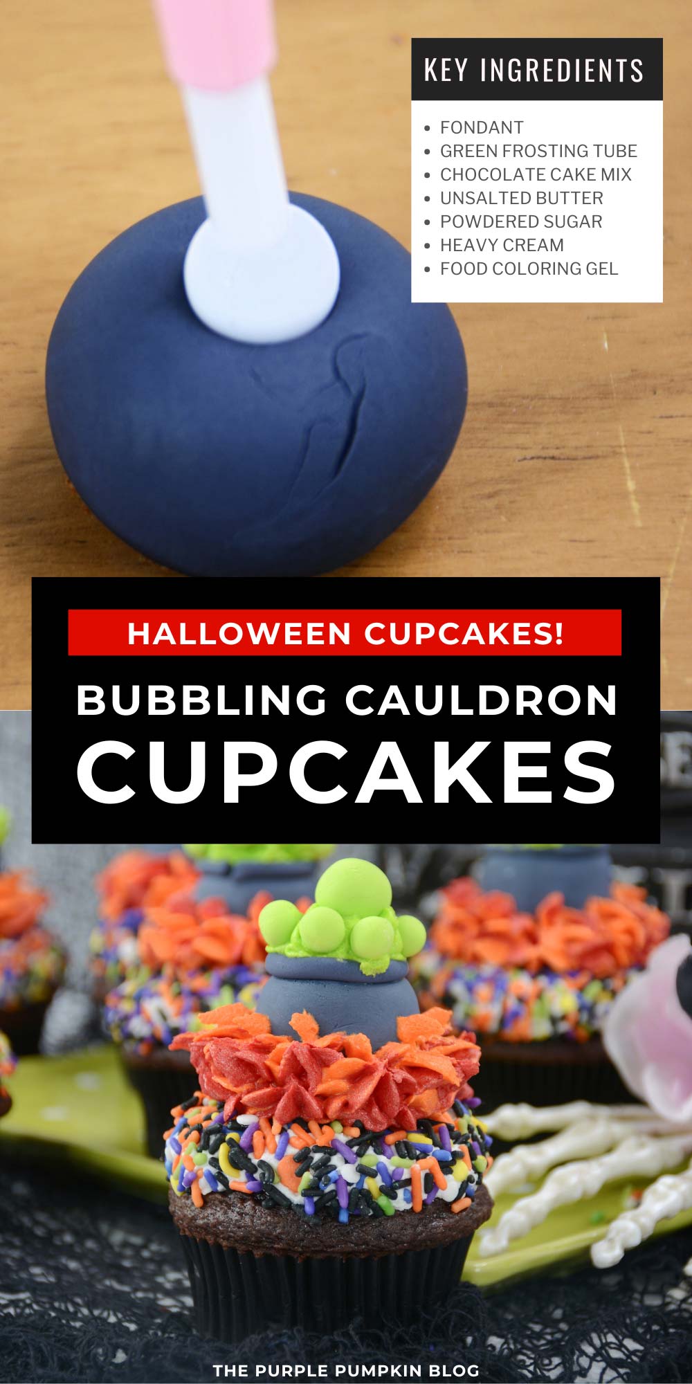 Witches Bubbling Cauldron Cupcakes for Halloween!