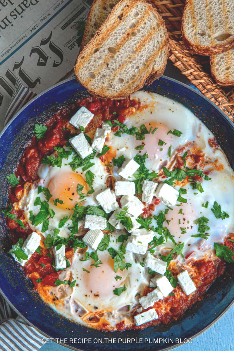 North African Shakshuka Recipe (Eggs in Spicy Tomato Sauce with Feta)