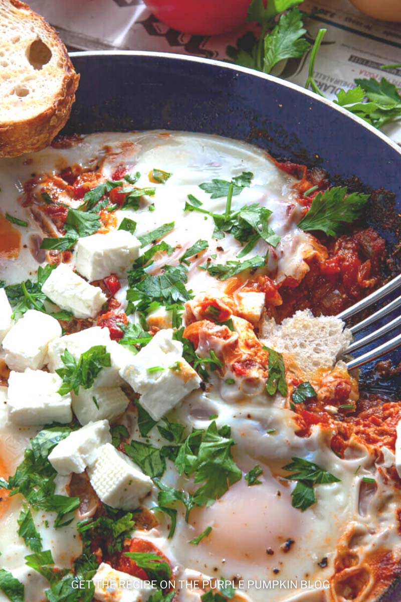 North African Shakshuka Recipe (Eggs in Spicy Tomato Sauce with Feta)