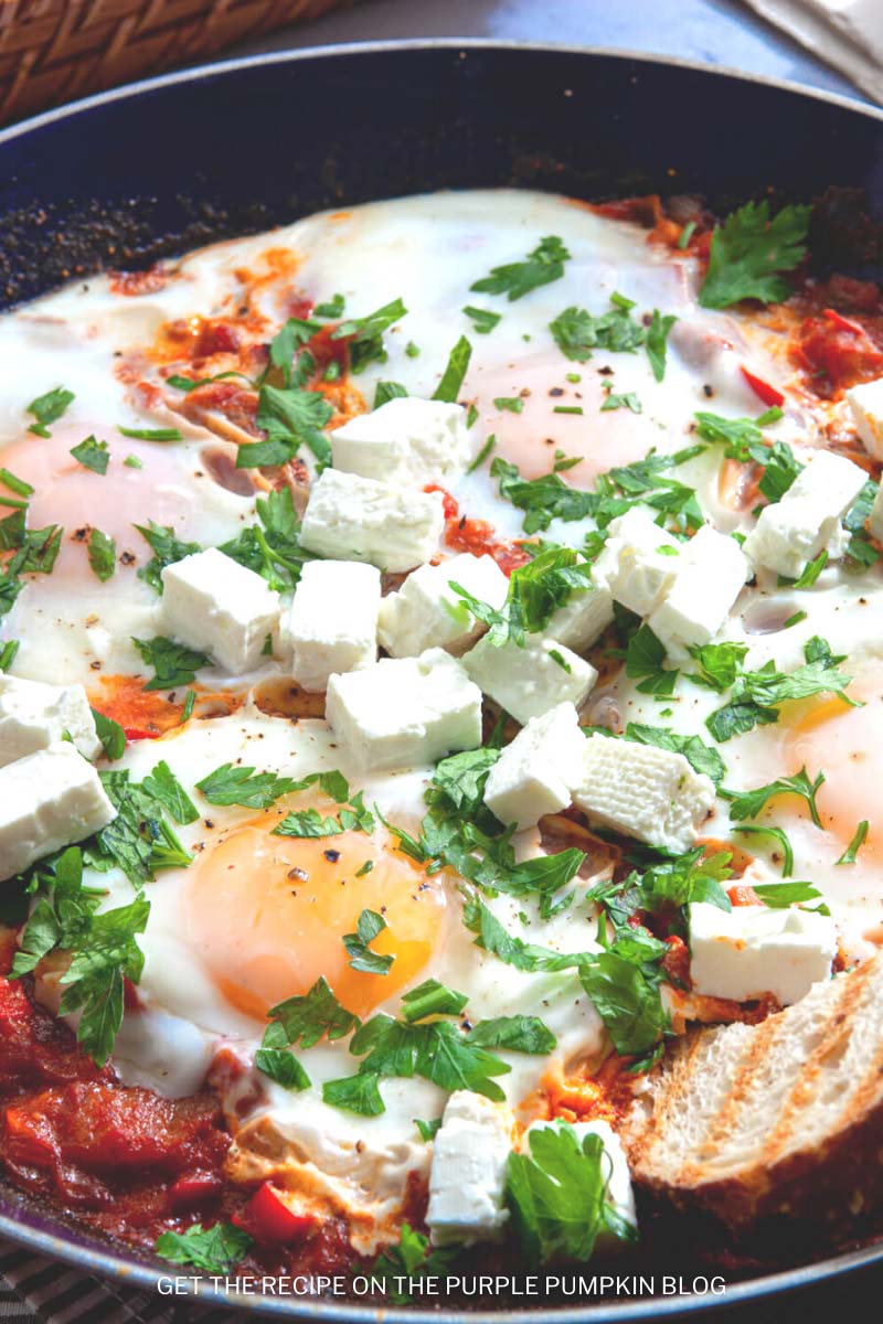North African Shakshuka Recipe (Eggs in Spicy Tomato Sauce with Feta)