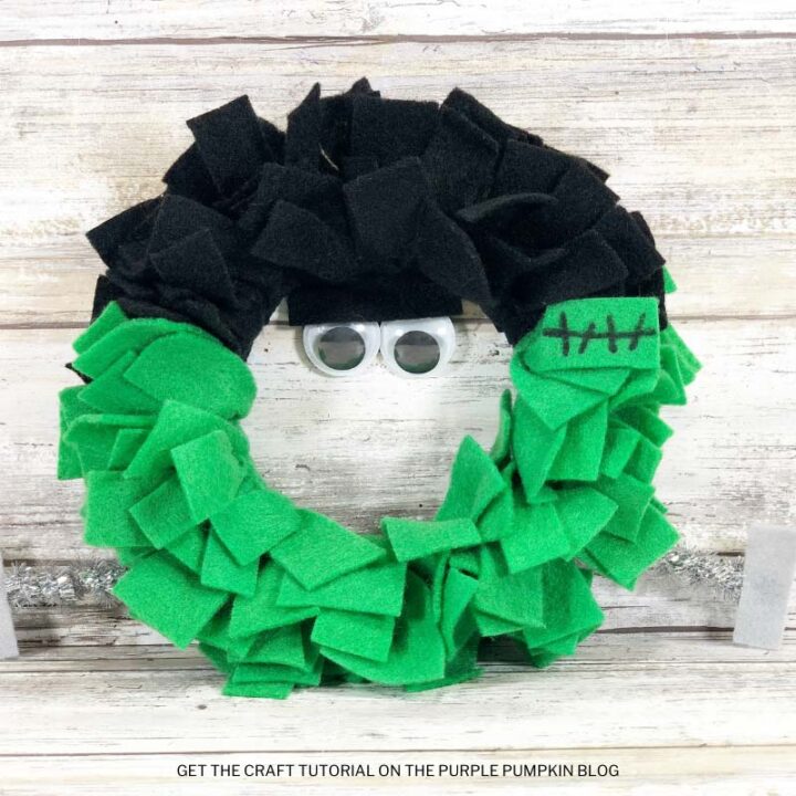 Fun Frankenstein Felt Scrap Wreath Craft for Halloween