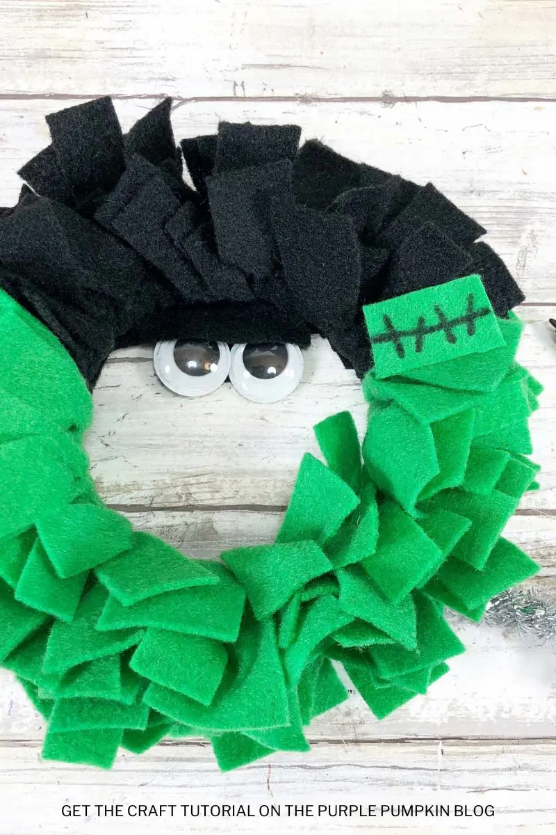 Fun Frankenstein Felt Scrap Wreath Craft for Halloween